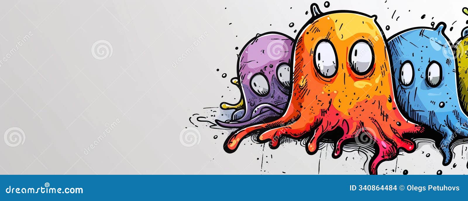 A Side-by-side Drawing of Varied Cartoon Characters, Distinct in Color ...