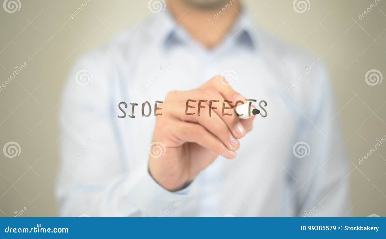 Side Effects, Man Writing on Transparent Screen Stock Image - Image of ...