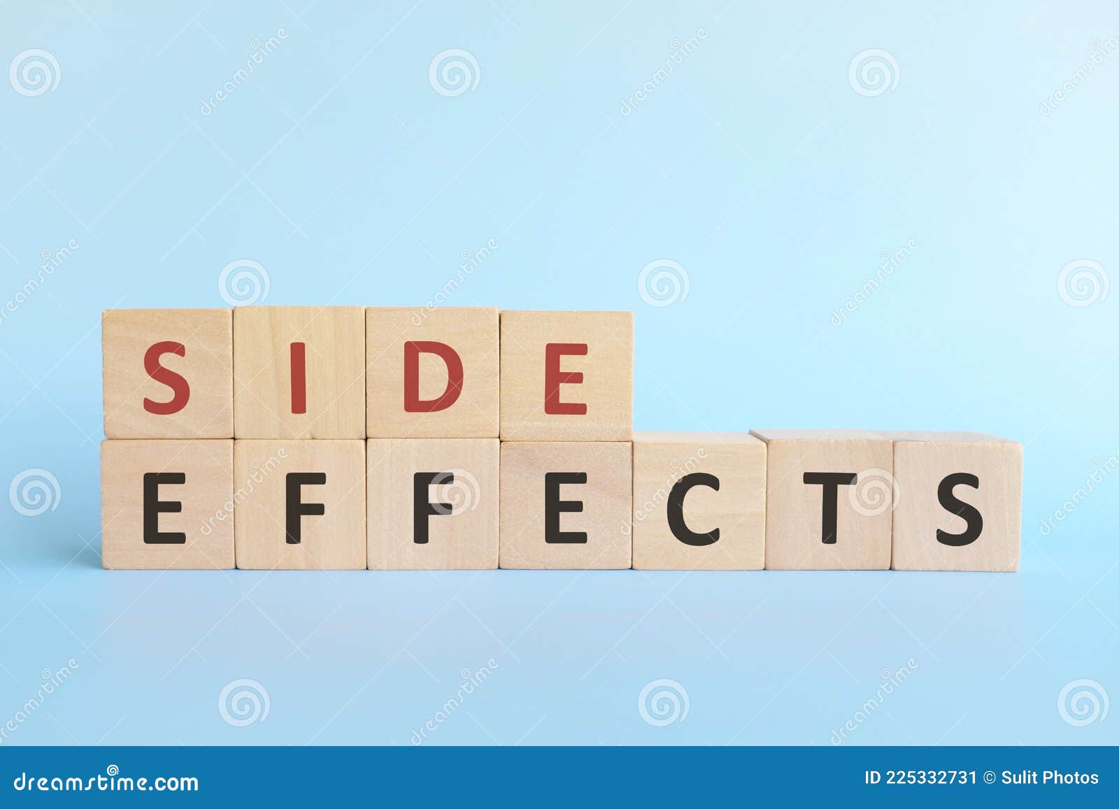 Side Effects Word on Wooden Blocks in Blue Background Typography. Stock ...
