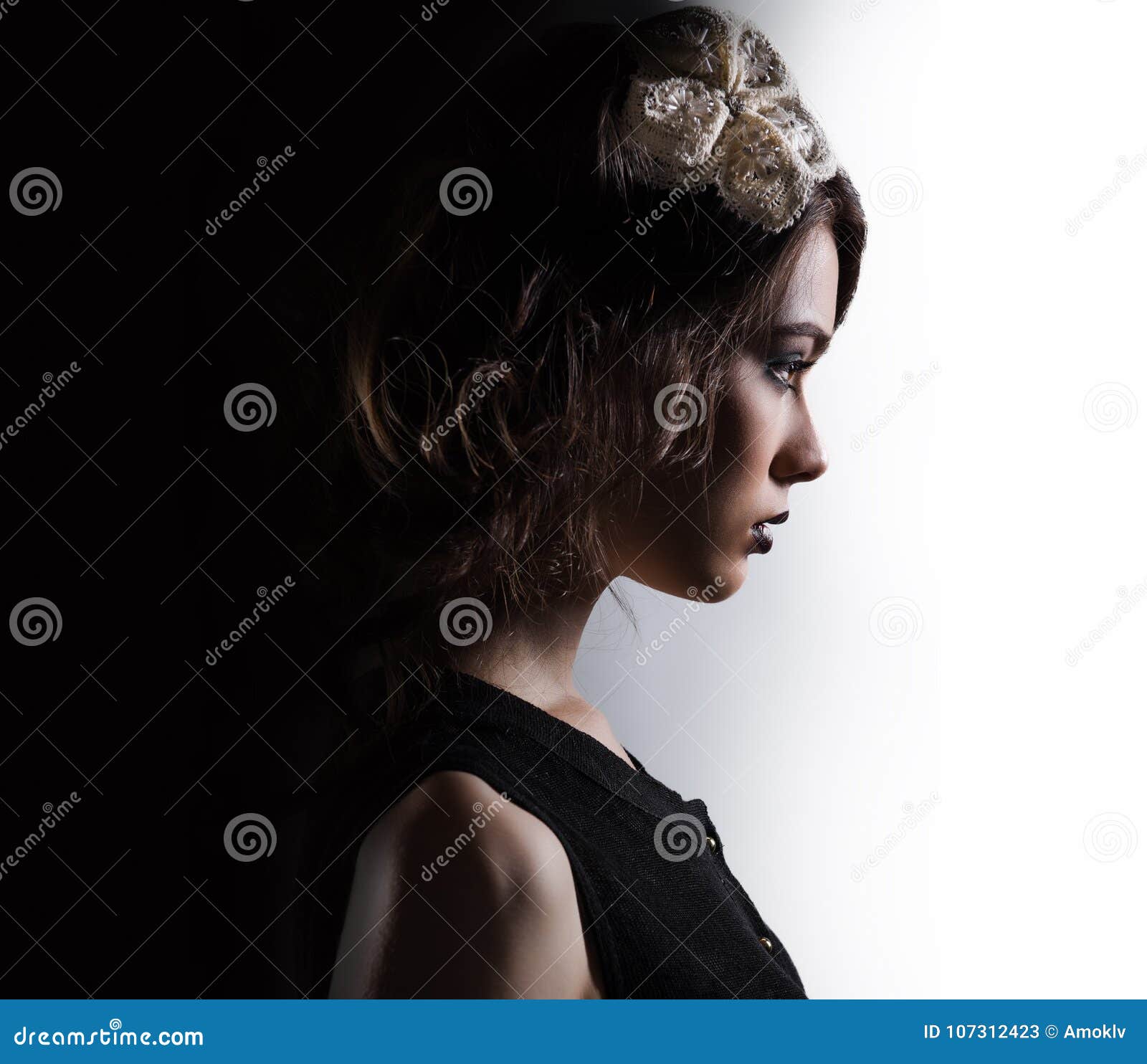 Side-face of Gorgeous Woman Stock Image - Image of hair, closeup: 107312423