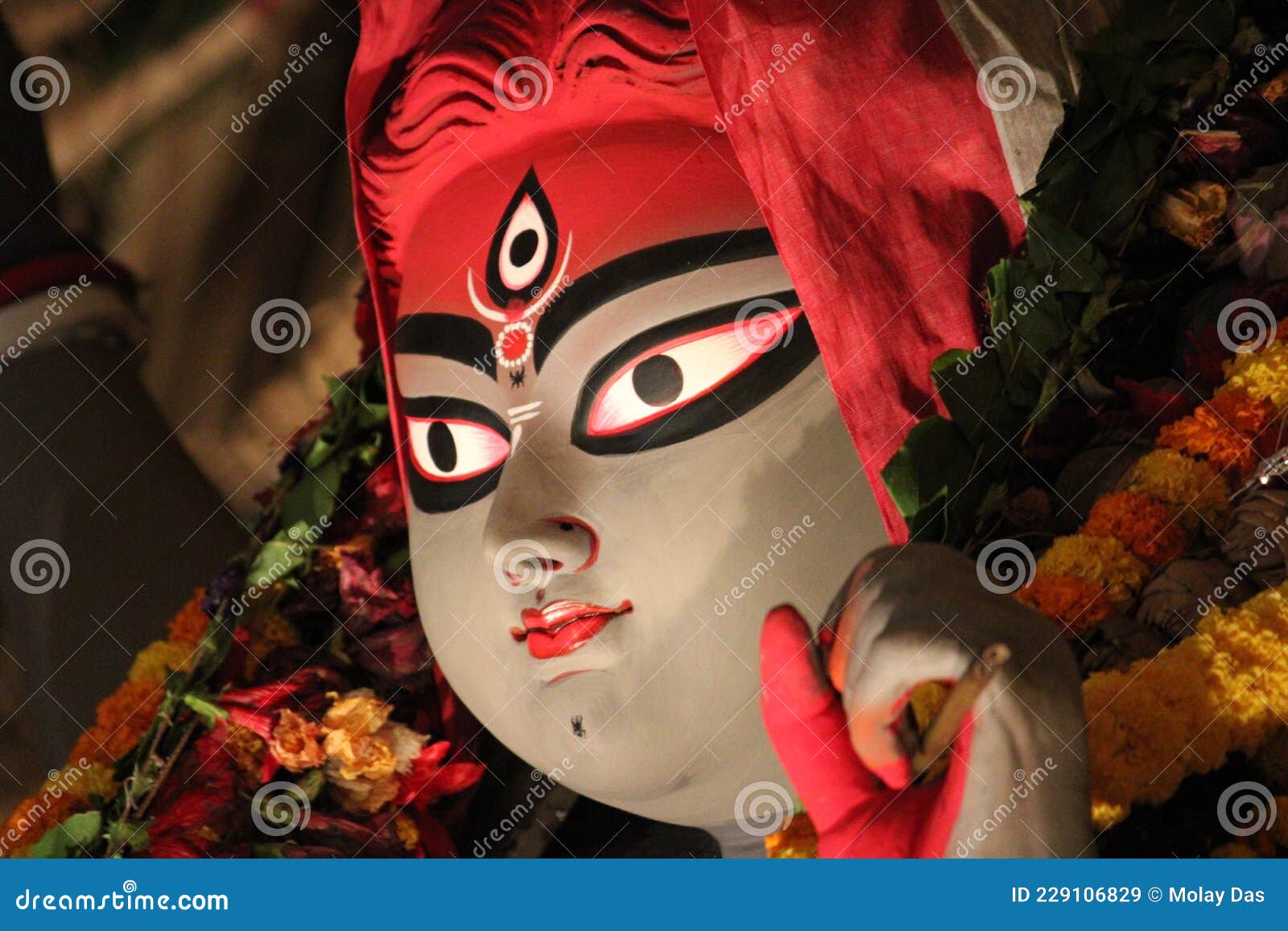 Side Face View of Goddess Durga Idol Inside a Pandal. Stock Image ...