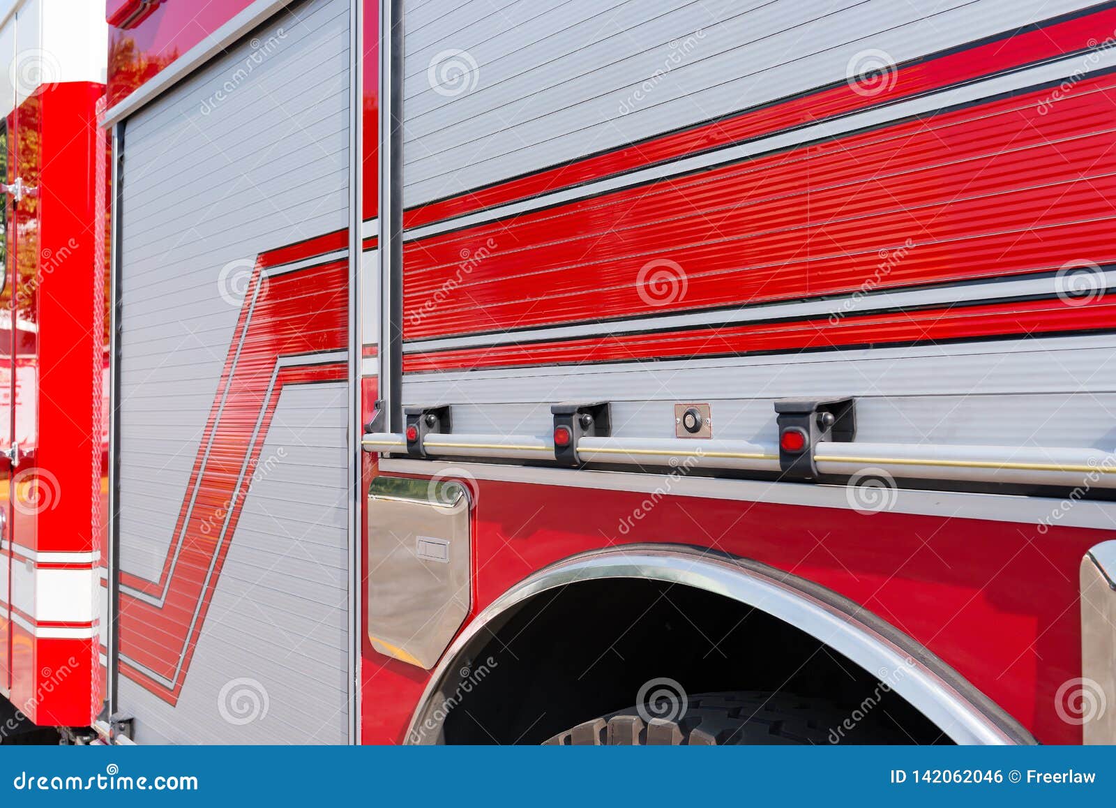 Side of a Fire Truck in Outdoor Stock Photo - Image of safety, response ...
