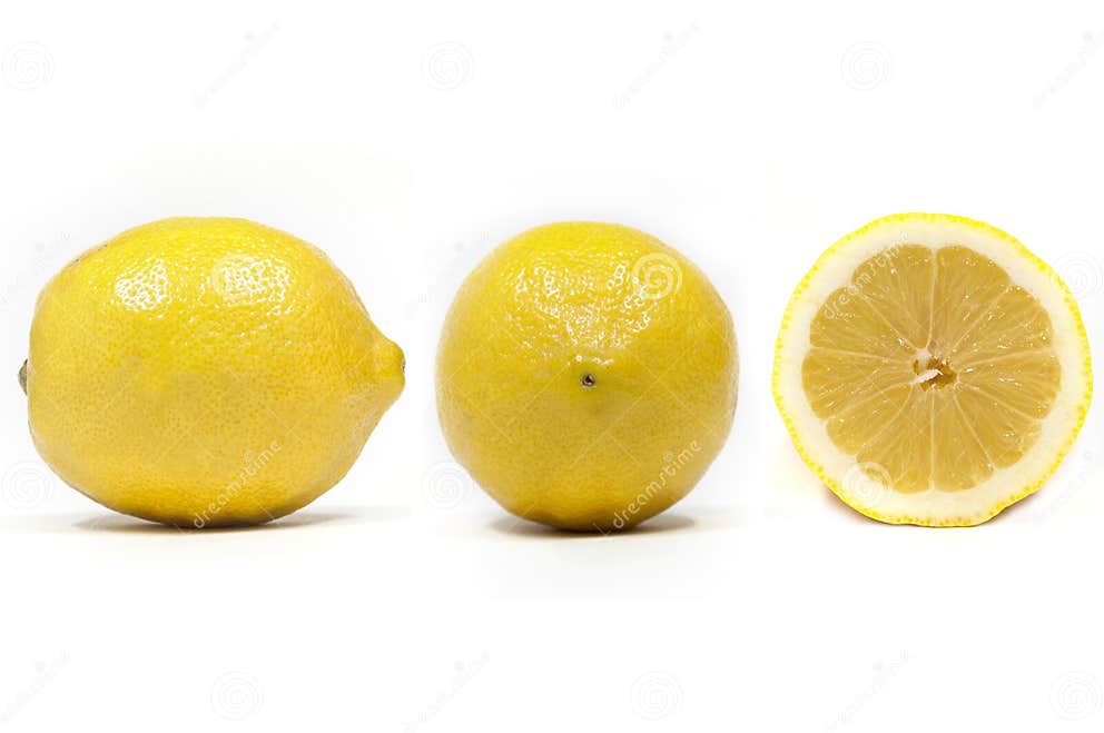 Side Front and Section View of a Lemon. Stock Photo - Image of fruit ...