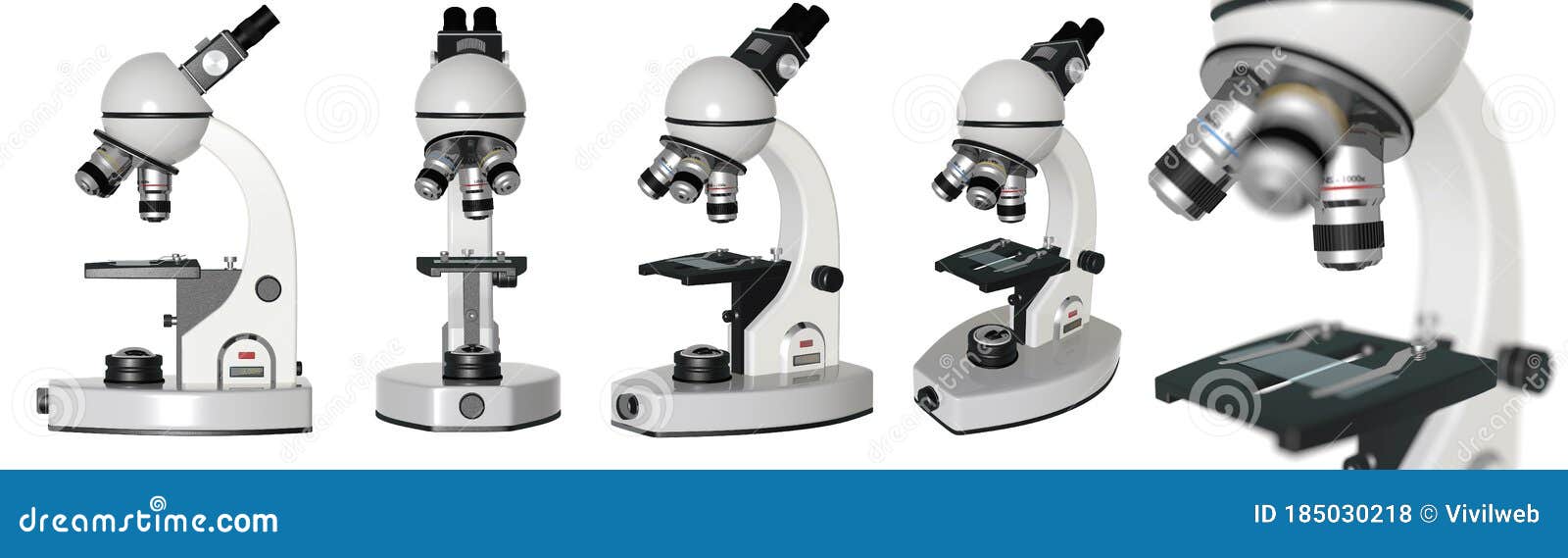 Side and Front Views of a Microscope Stock Illustration - Illustration ...