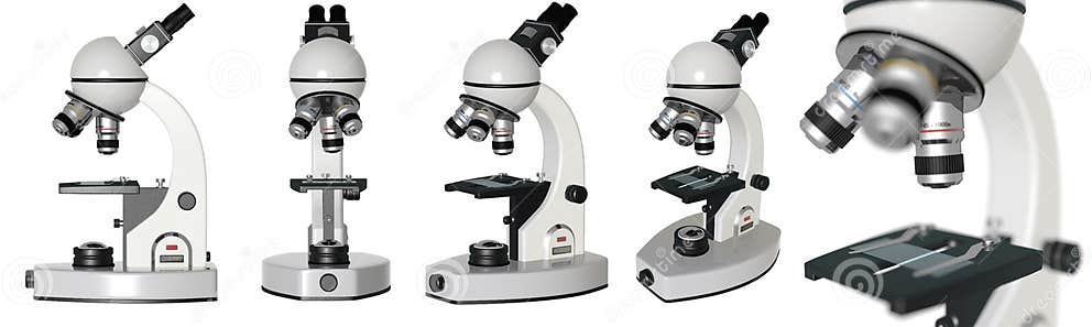 Side and Front Views of a Microscope Stock Illustration - Illustration ...