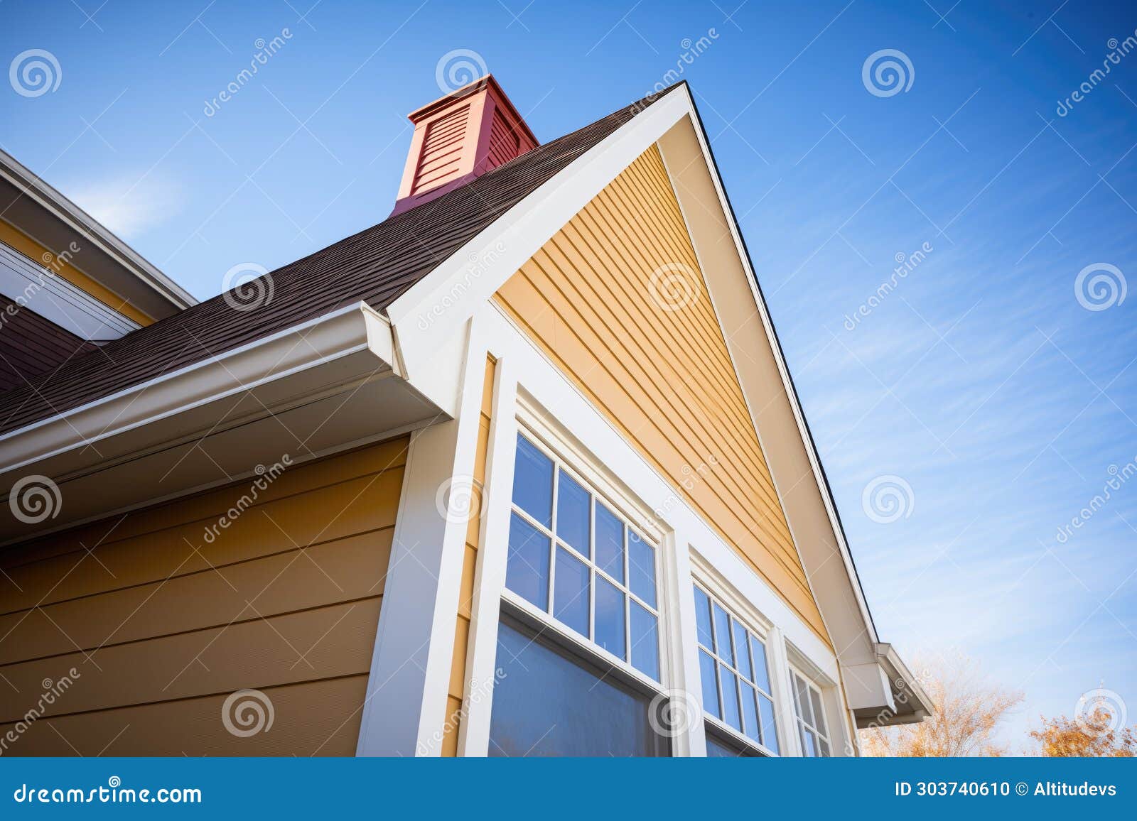 Side Gable Roof on a Brown Cape Cod House Stock Photo - Image of ...