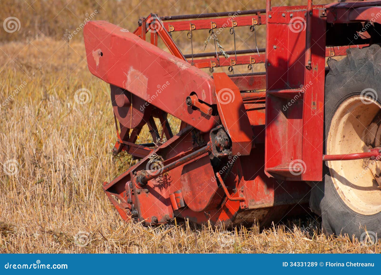 Side Harvesting Combine at Sunset Stock Image - Image of gold ...