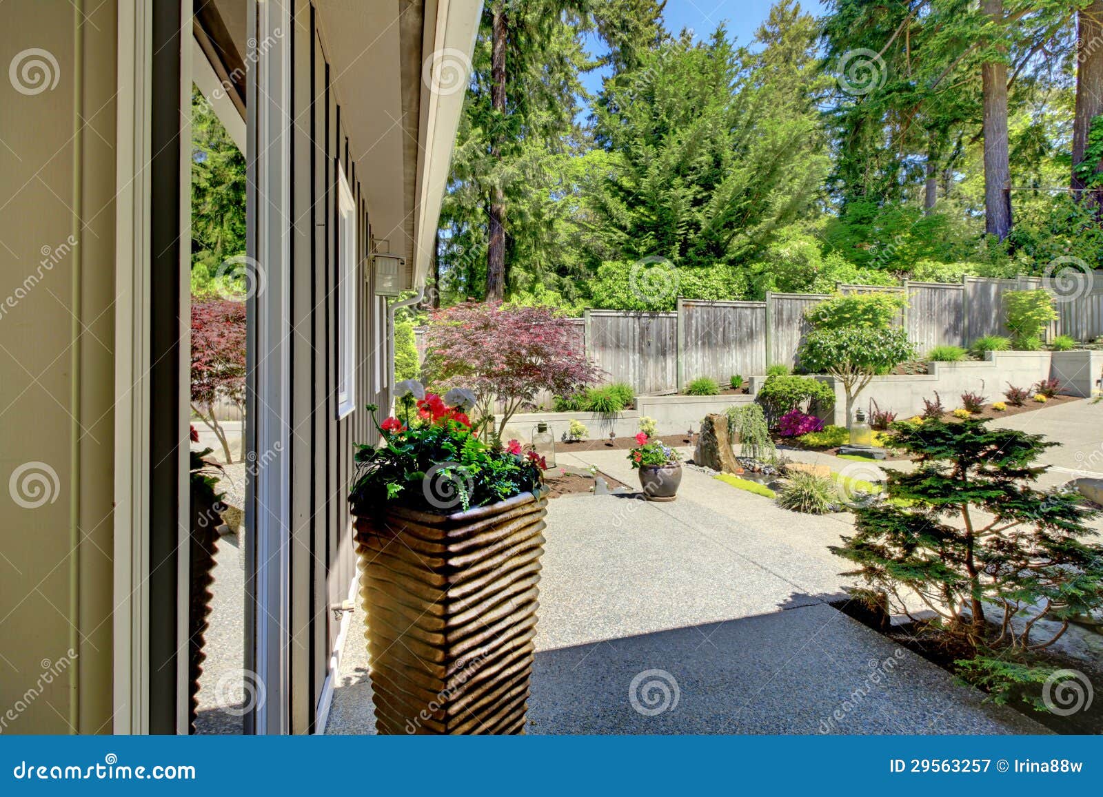 Side of the House Woth Yard Landscape and Window. Stock Image - Image ...