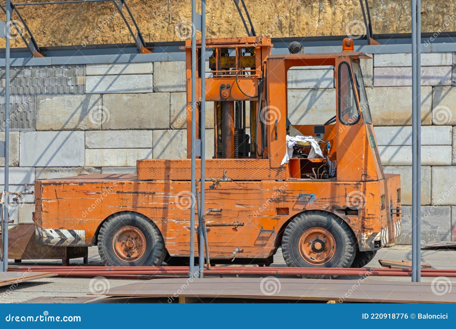 Side Loading Forklift stock photo. Image of loading - 220918776