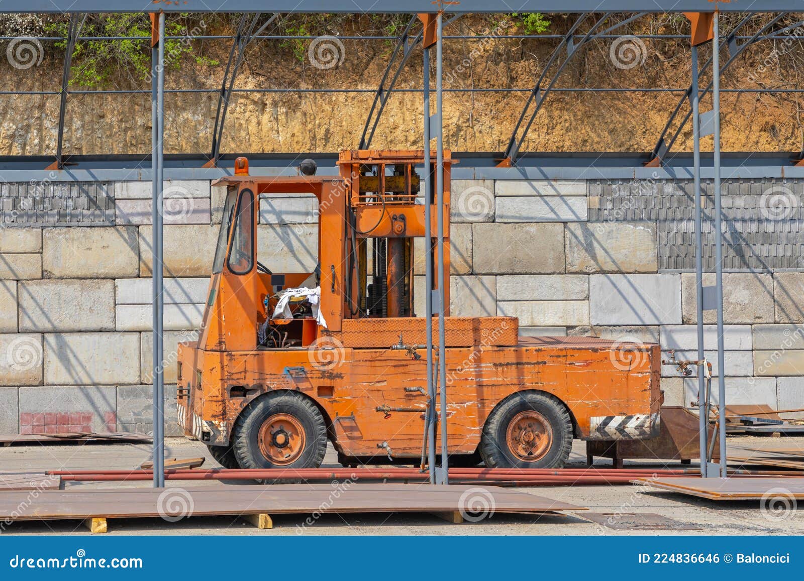 Side Loading Forklift Truck Stock Photo - Image of forklift ...