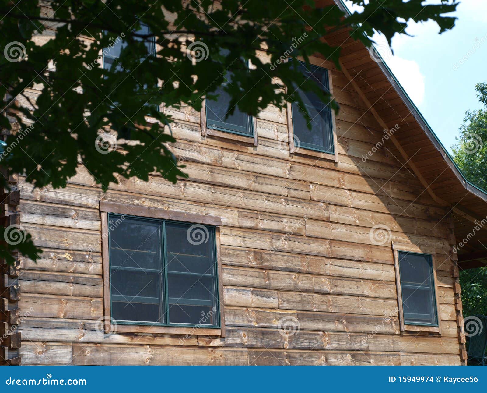 Side of Log Cabin stock photo. Image of woods, windows - 15949974