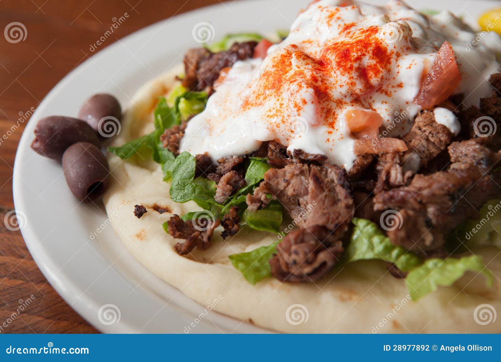 Side look at Gyro plate stock photo. Image of salad, lettuce - 28977892