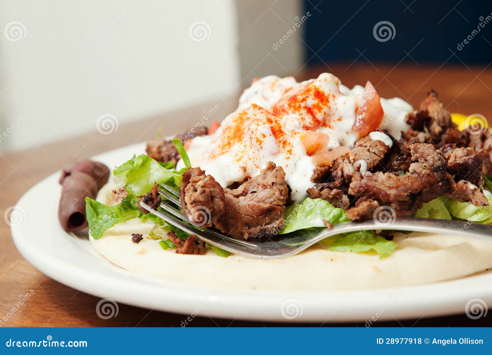 Side look at Gyro plate stock photo. Image of grilled - 28977918