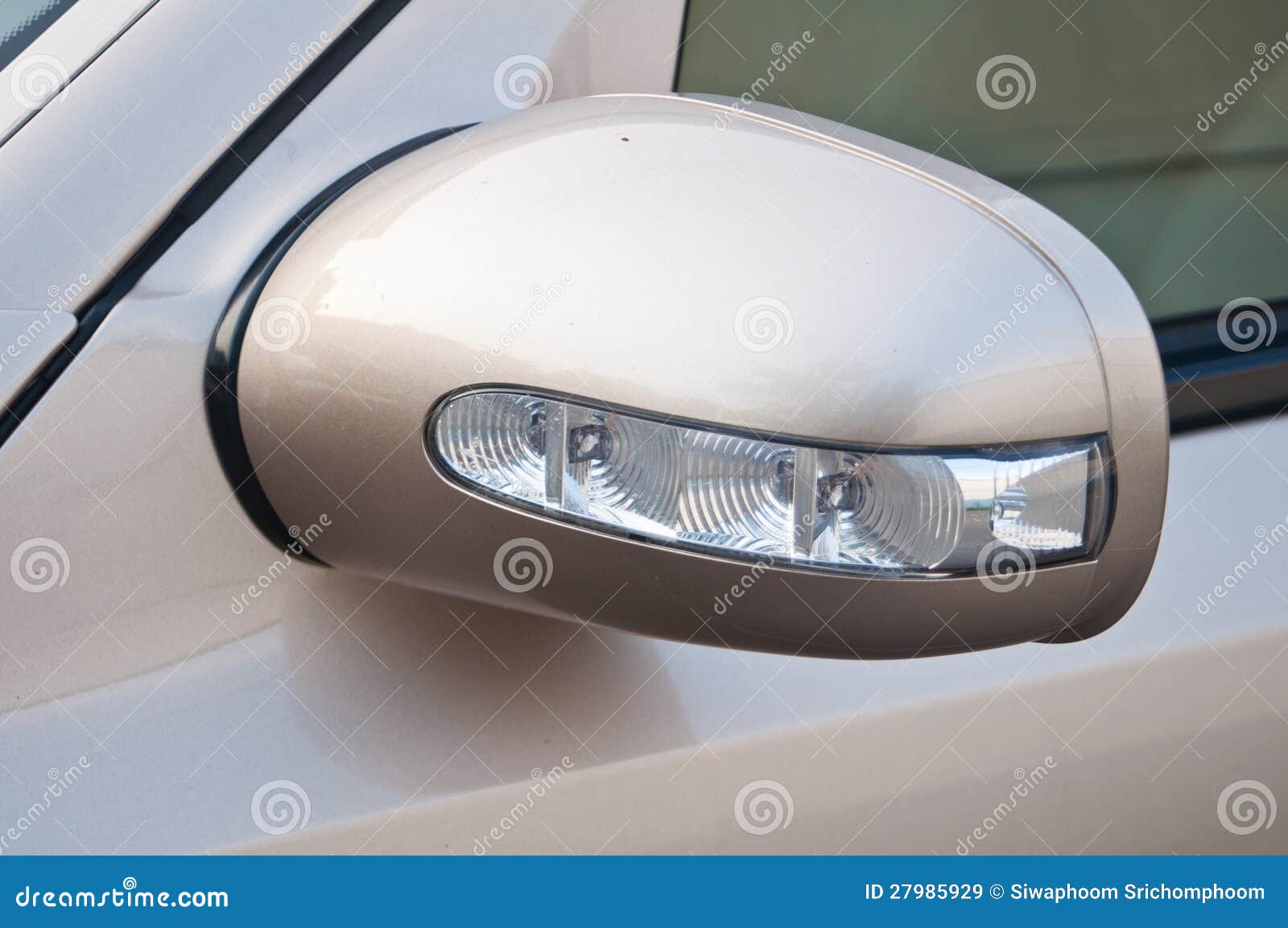Side Mirror with Turn Signal of a Car Stock Image - Image of driving ...
