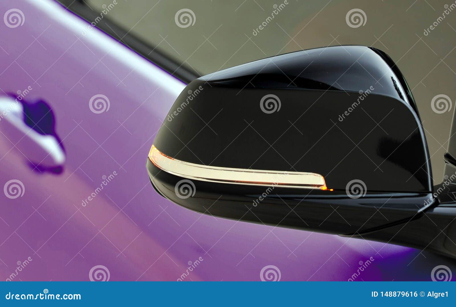 Side Mirror with Turn Signal of a Luxury Car Stock Photo - Image of ...