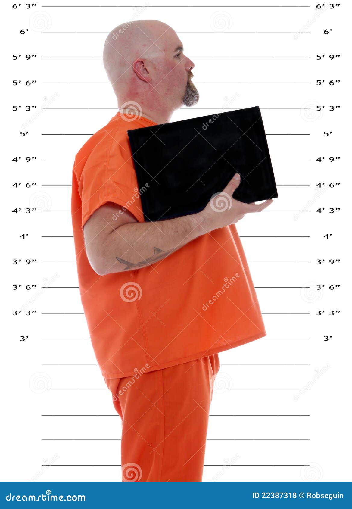 Side Mug Shot with Blank Card Stock Photo - Image of inches, scars ...