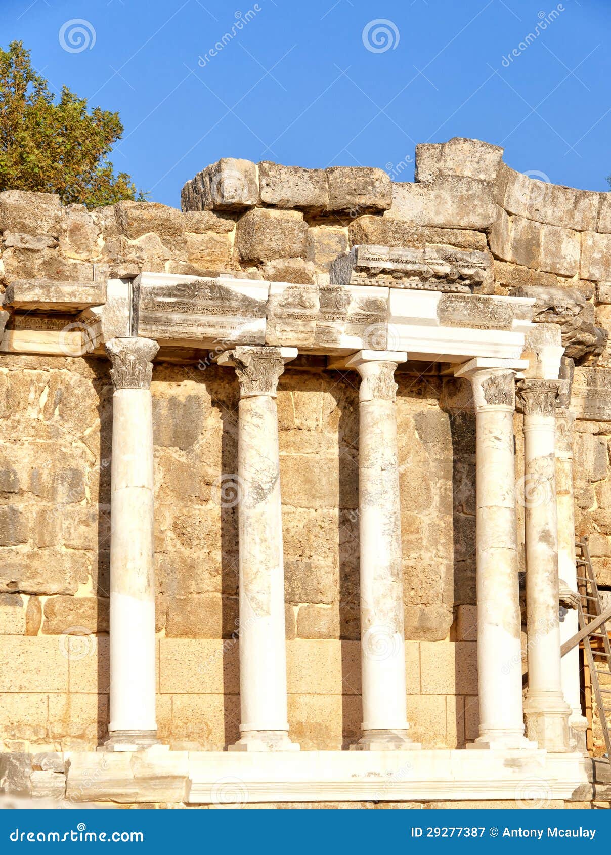 Side Nymphaeum Fountain Ruins 02 Stock Image - Image of colonnade ...