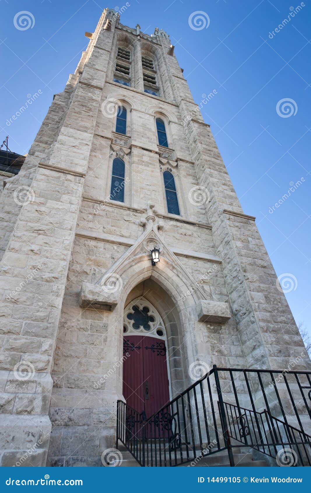 Side of Old Church with Door and Railing Stock Image - Image of built ...
