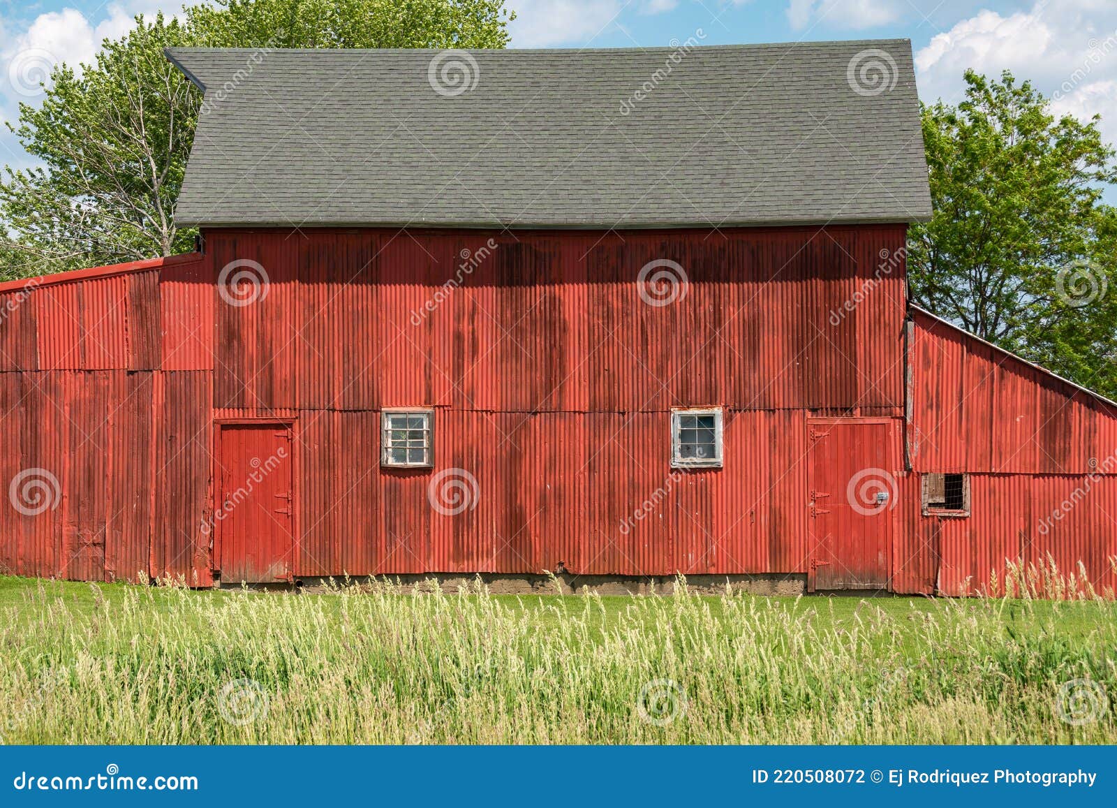 Side of old red barn stock photo. Image of landscape - 220508072
