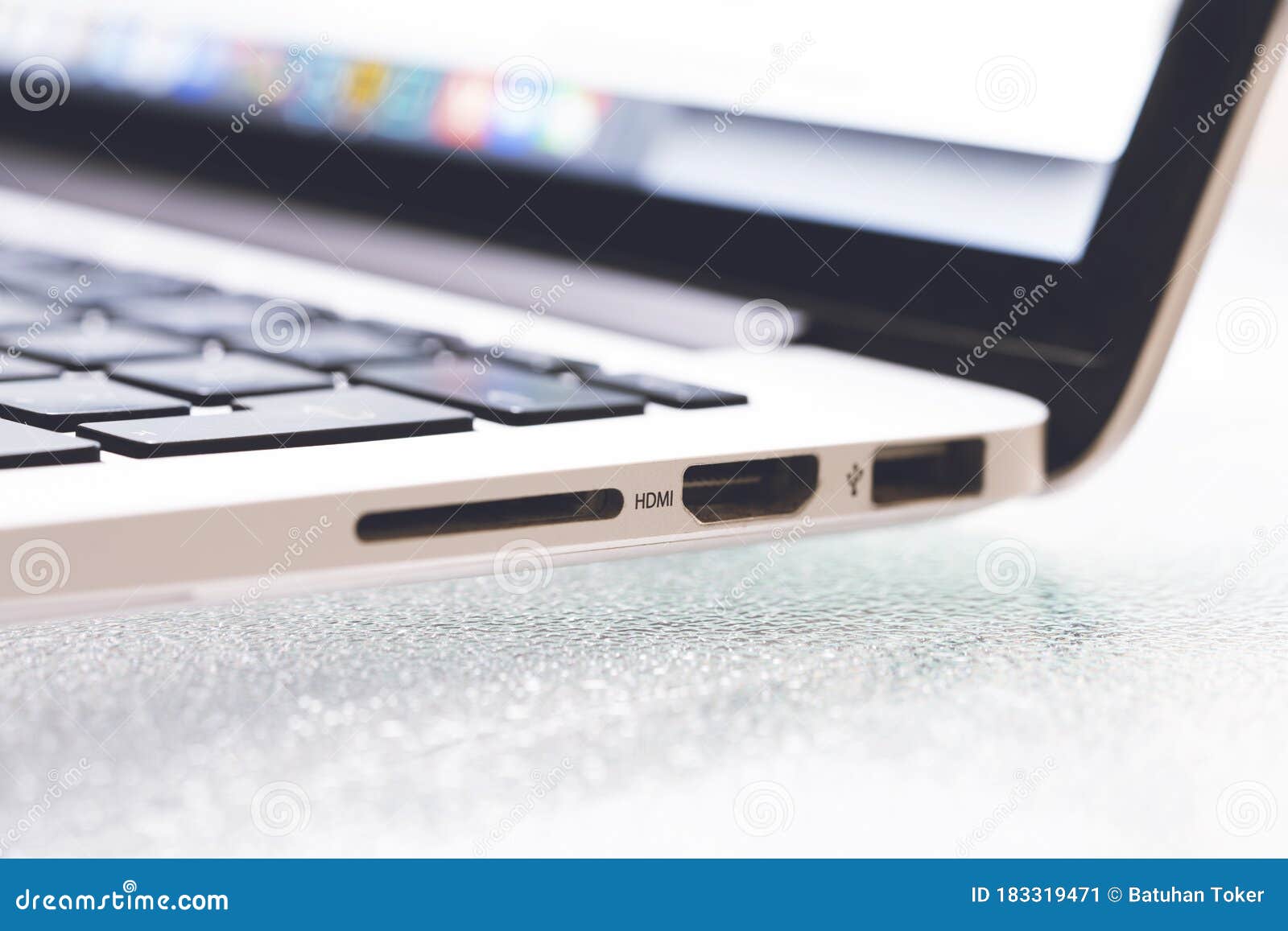 Side Panel of Computer Laptop Show with USB, HDMI and Multi Card Reader ...