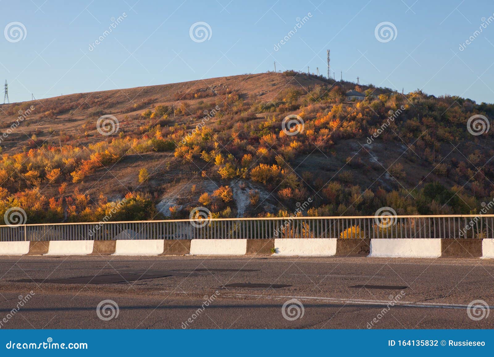 Side part of road and hill stock photo. Image of clouds - 164135832
