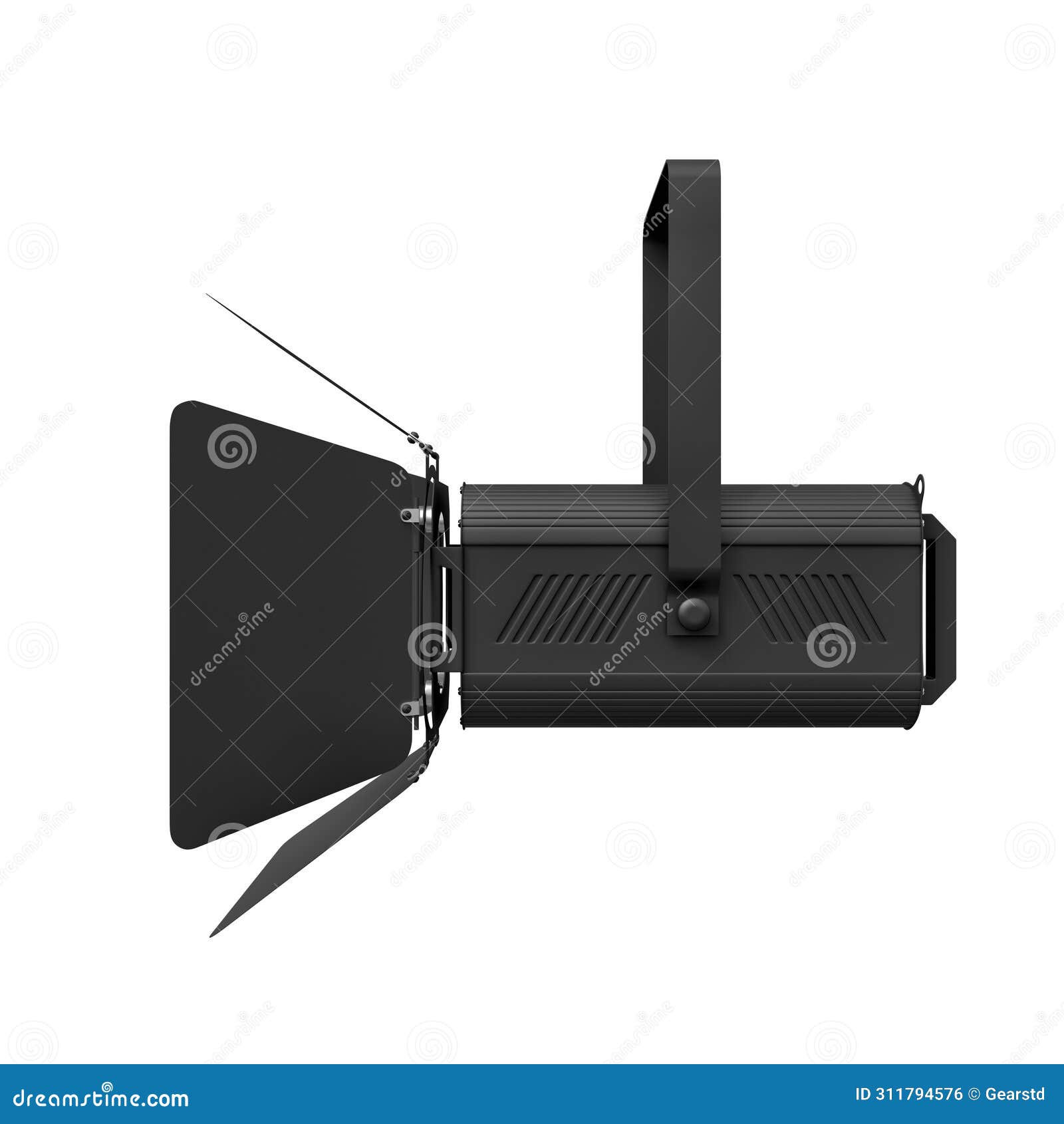 Side View of a Studio Light with Barn Doors Stock Photo - Image of ...