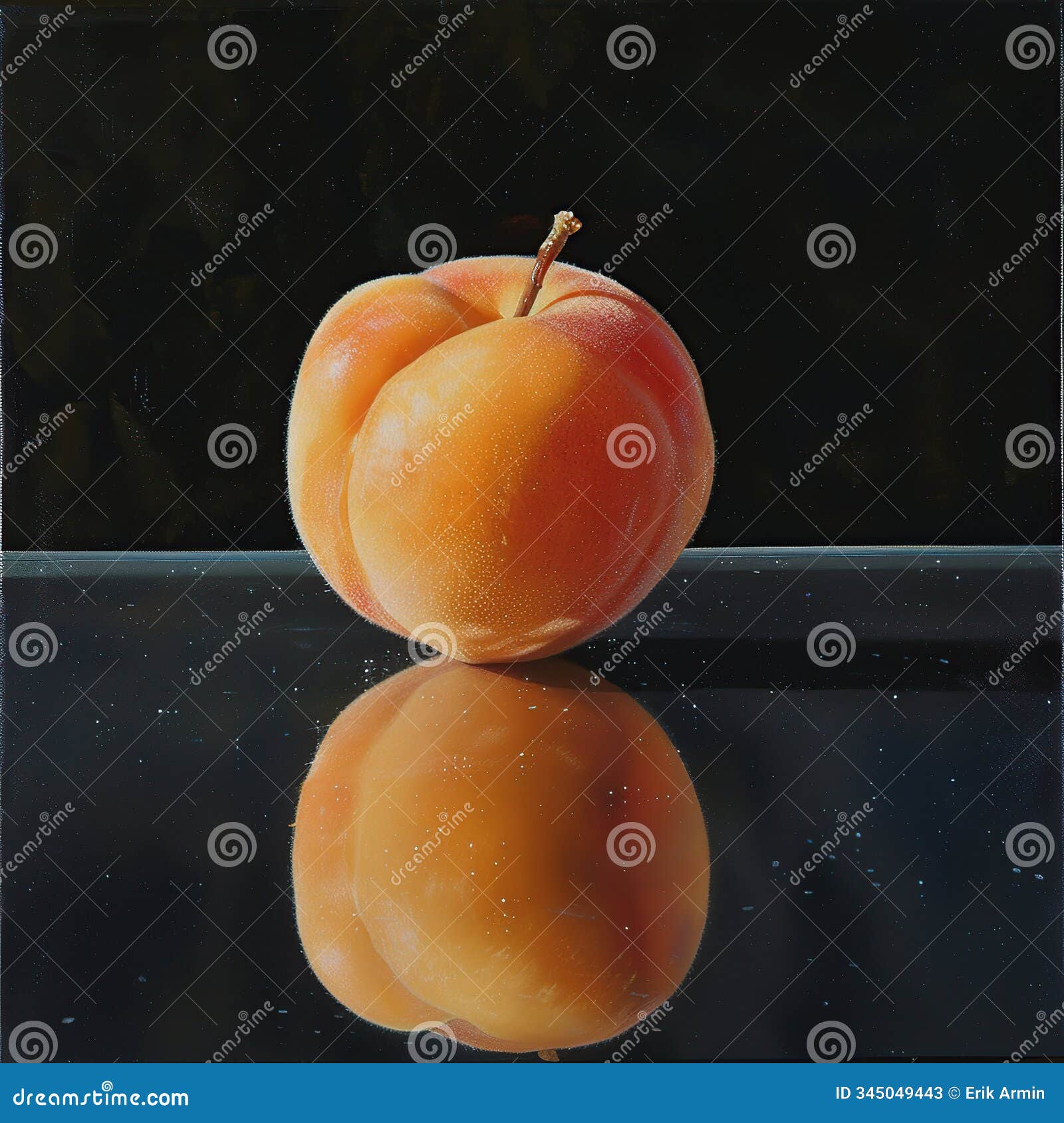 Side Perspective of a Peach on a Glass Surface Stock Illustration ...