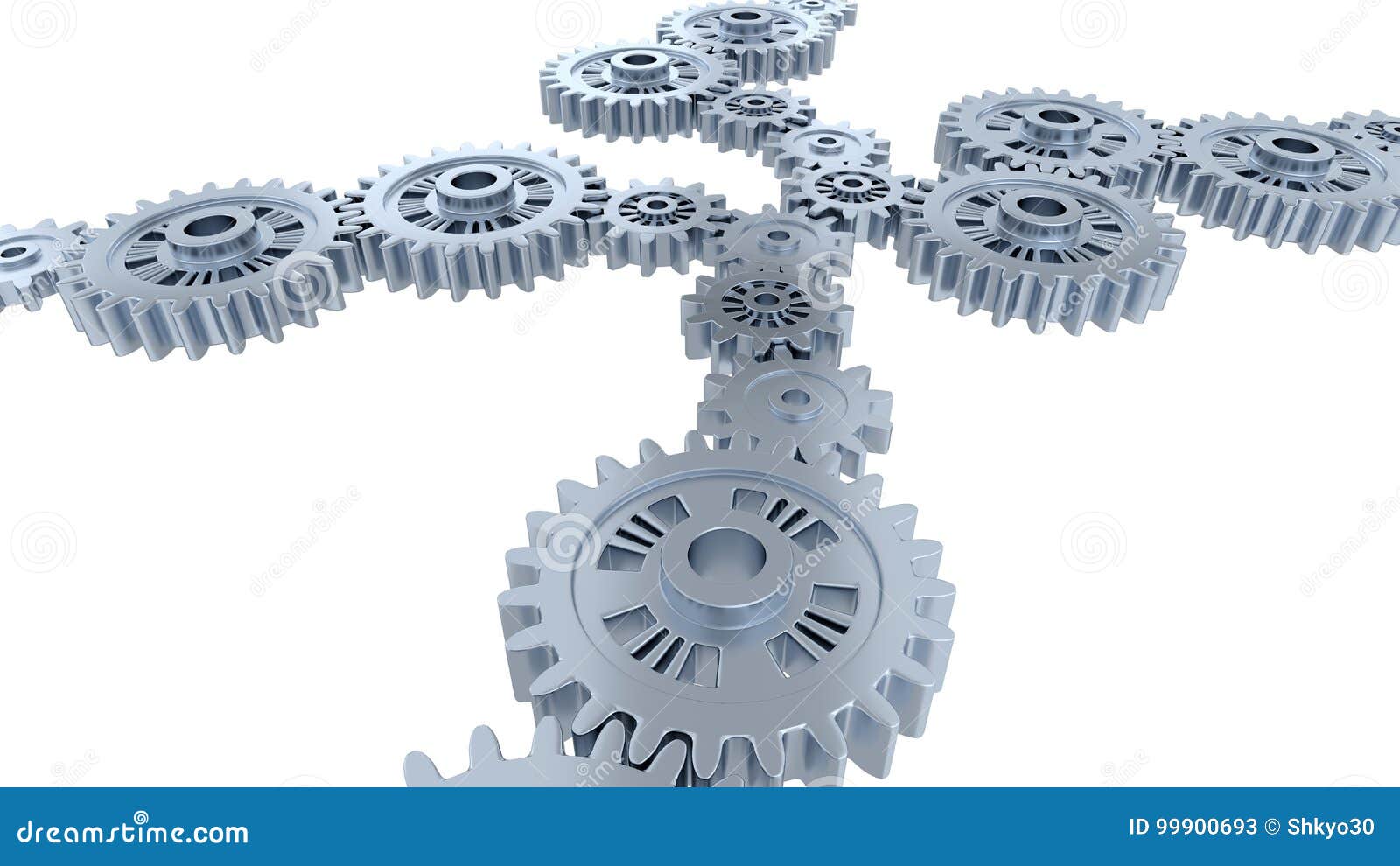 Side and Perspective View of Many Silver Gears Stock Illustration ...