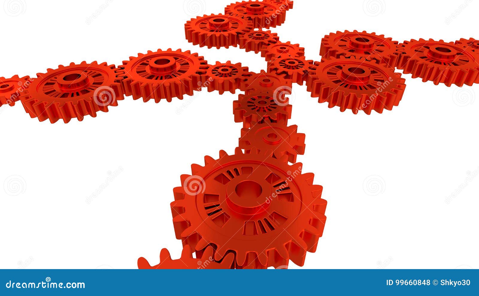 Side and Perspective View of Several Red Gears Stock Illustration ...