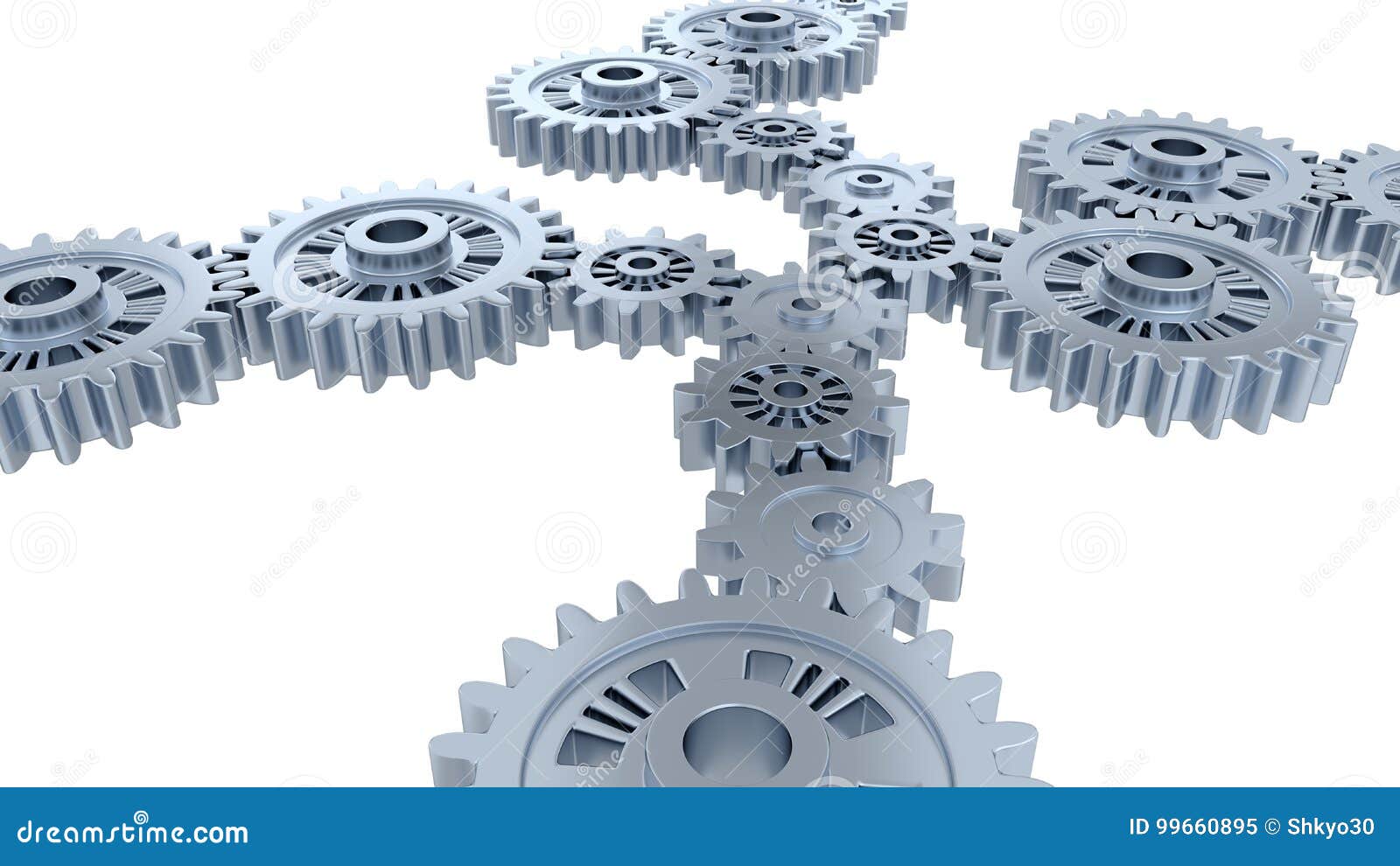 Side and Perspective View of Several Silver Gears Stock Illustration ...