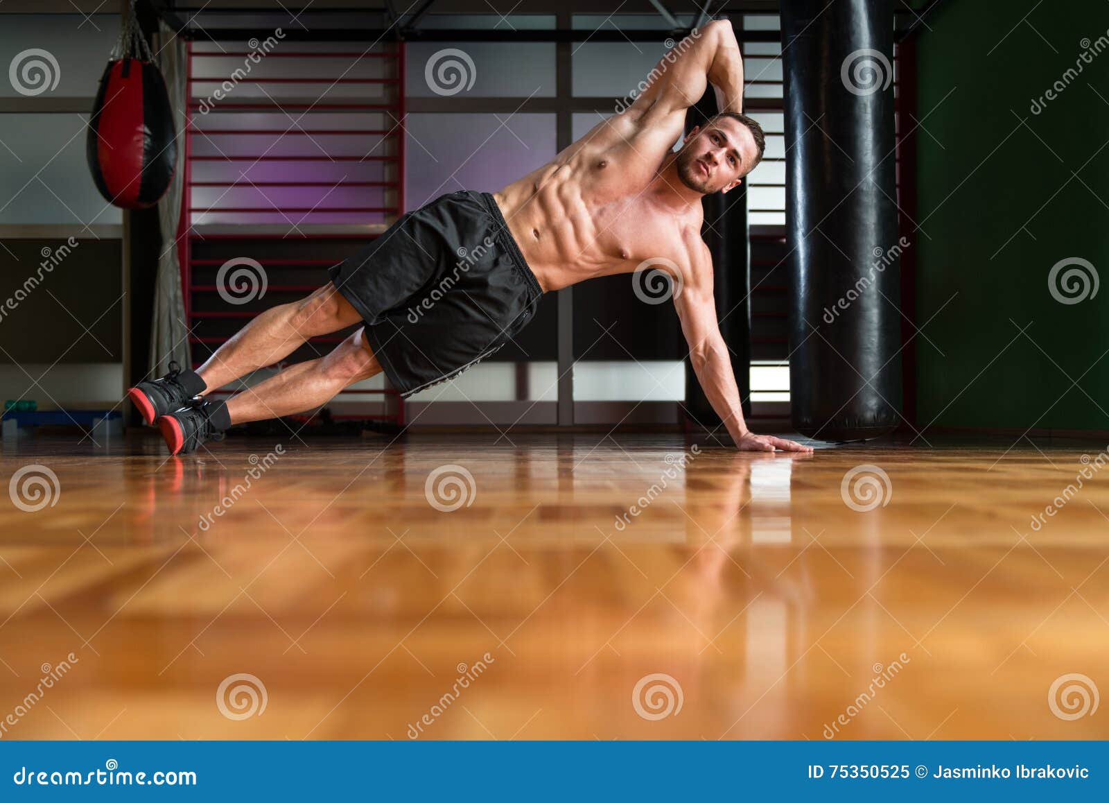 Side Plank Hip Raise Abdominal Crunch Stock Image Image Of Bodybuilding Person 75350525