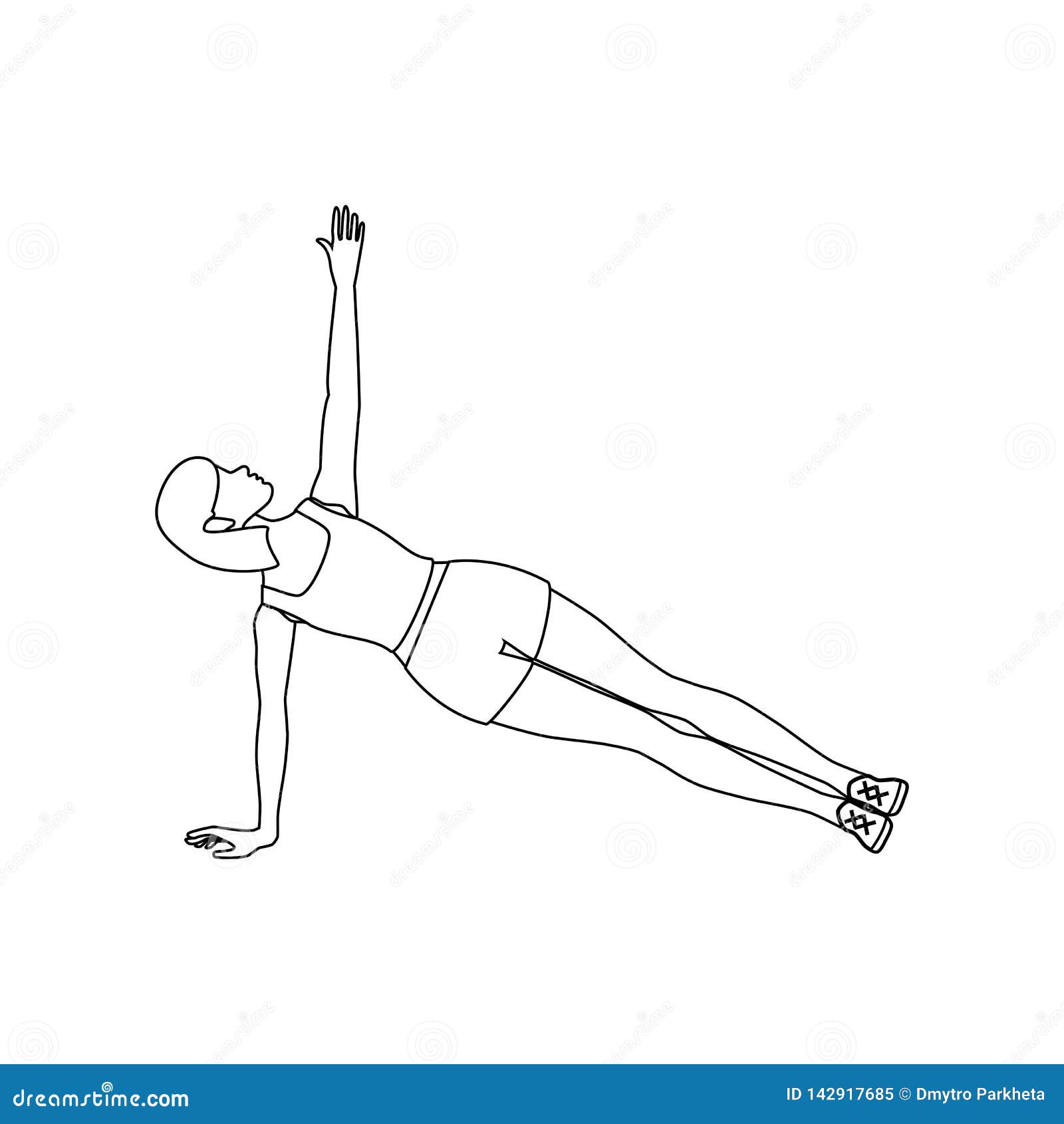 Side plank workout outline stock vector. Illustration of equipment ...