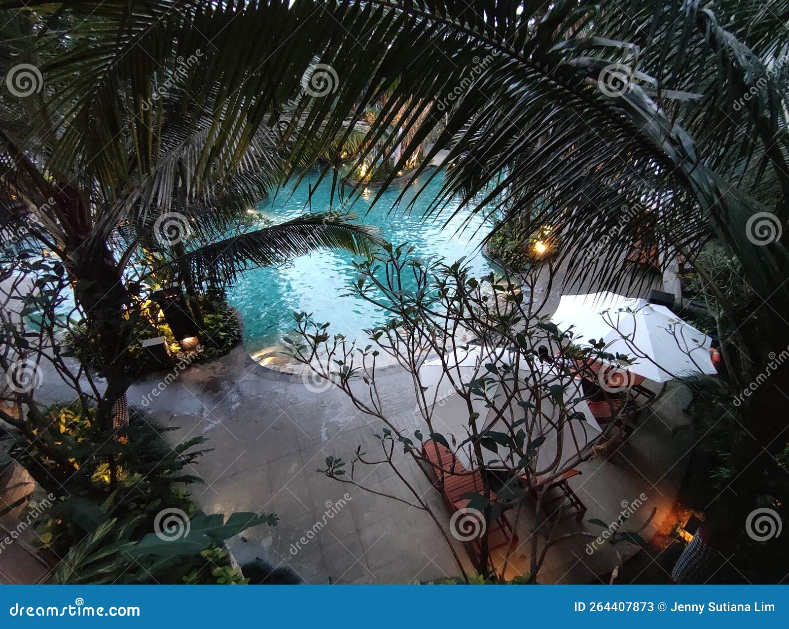 Side Pool Outdoor Wooden Day Bed In A Modern Luxury Resort With A Nice ...