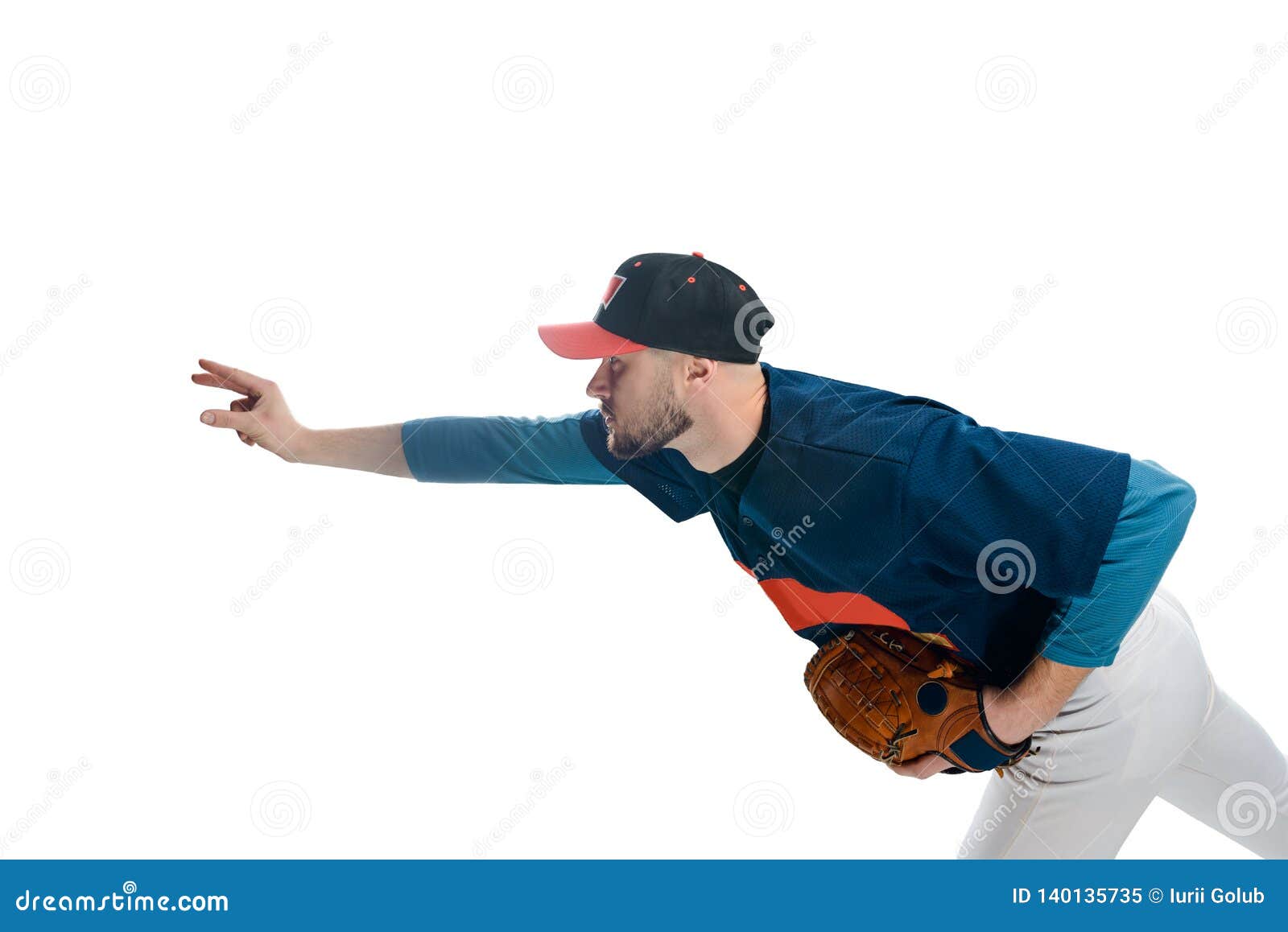 Side portrait of a pitcher stock image. Image of adult - 140135735