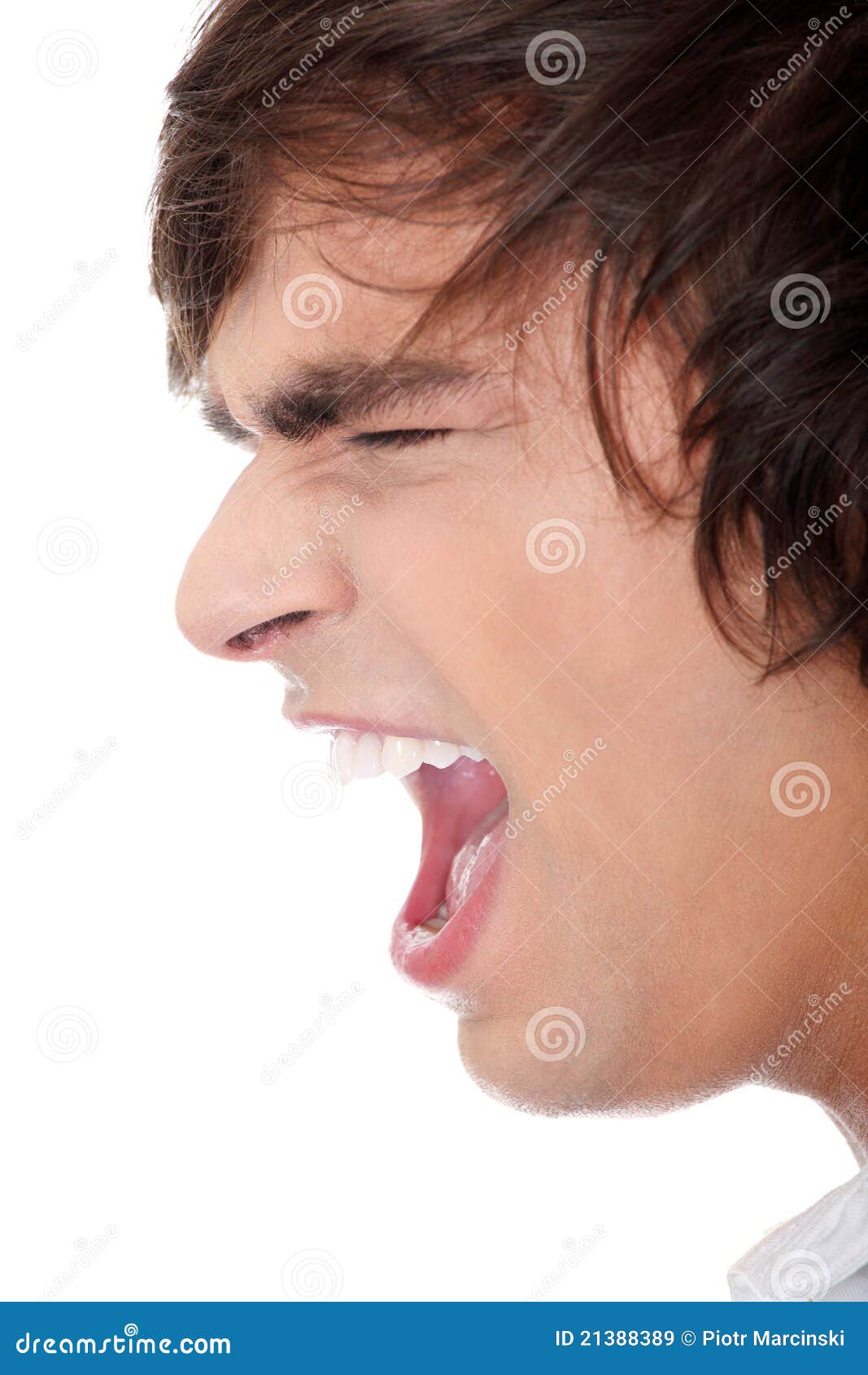 Side Portrait of a Shouting Man Stock Image - Image of frustration ...