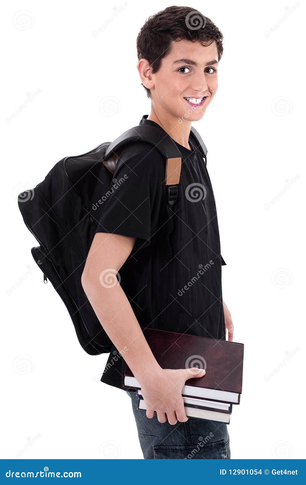 Side Pose of Handsome Teenager Boy Student Stock Photo - Image of ...