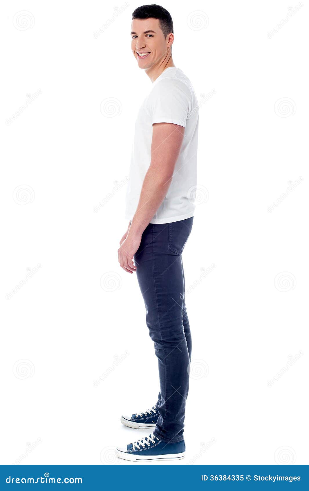 Side Pose Image of Young Smart Guy Stock Image - Image of studio ...