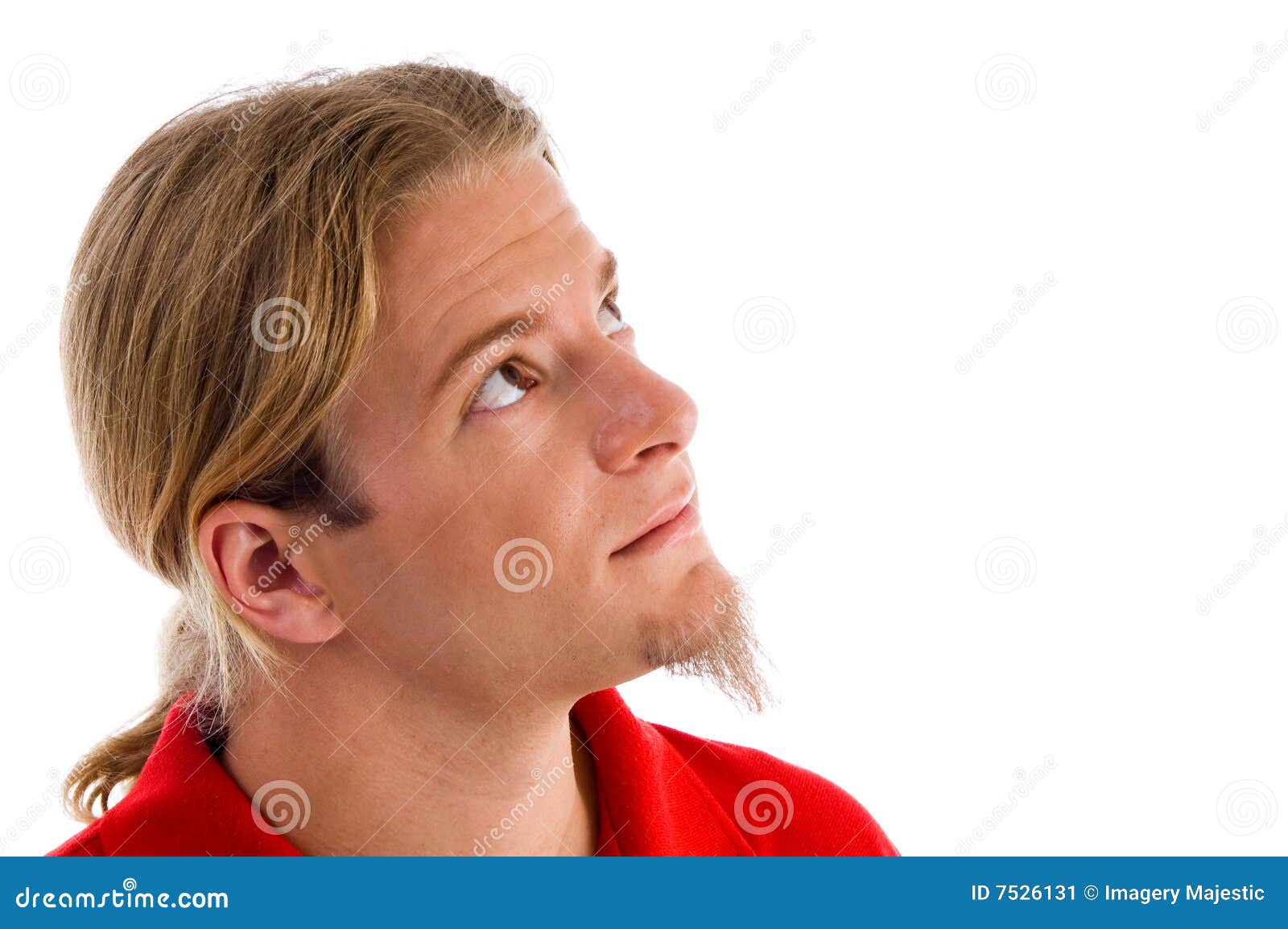 Side Pose of Male Looking Upward Stock Image - Image of isolated ...