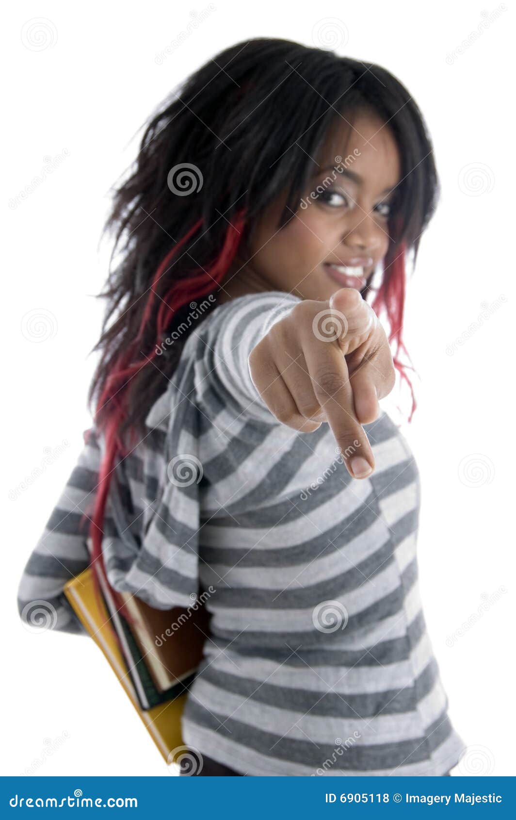 Side Pose of Pointing Student Stock Photo - Image of pose, glamorous ...