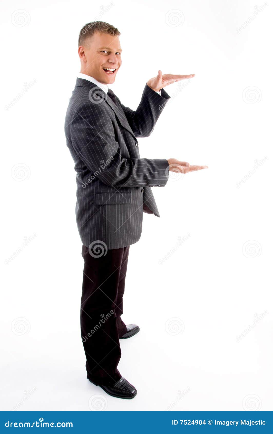 Side Pose of Standing Measuring Businessman Stock Photo - Image of ...