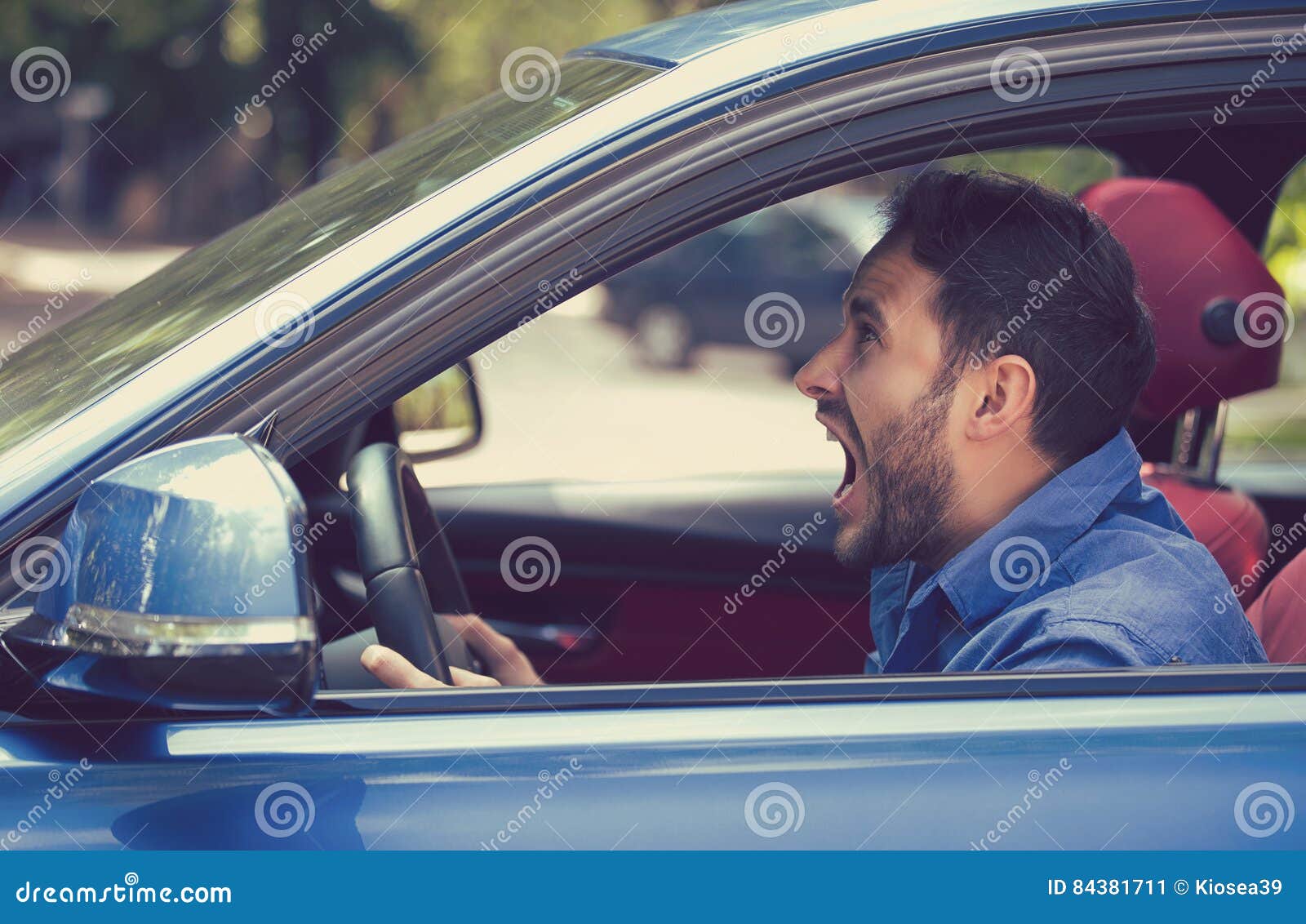 Side Profile Angry Driver. Negative Emotions Face Expression Stock ...