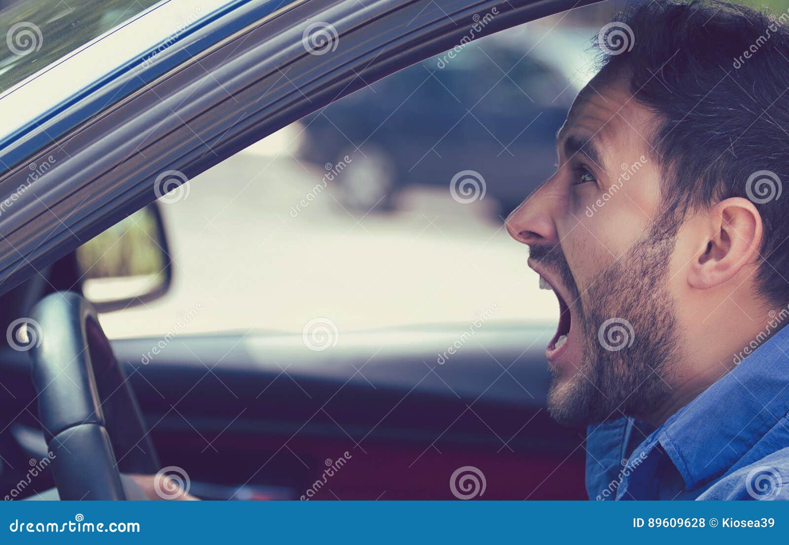 Side Profile Angry Driver. Negative Human Emotions Face Expression ...