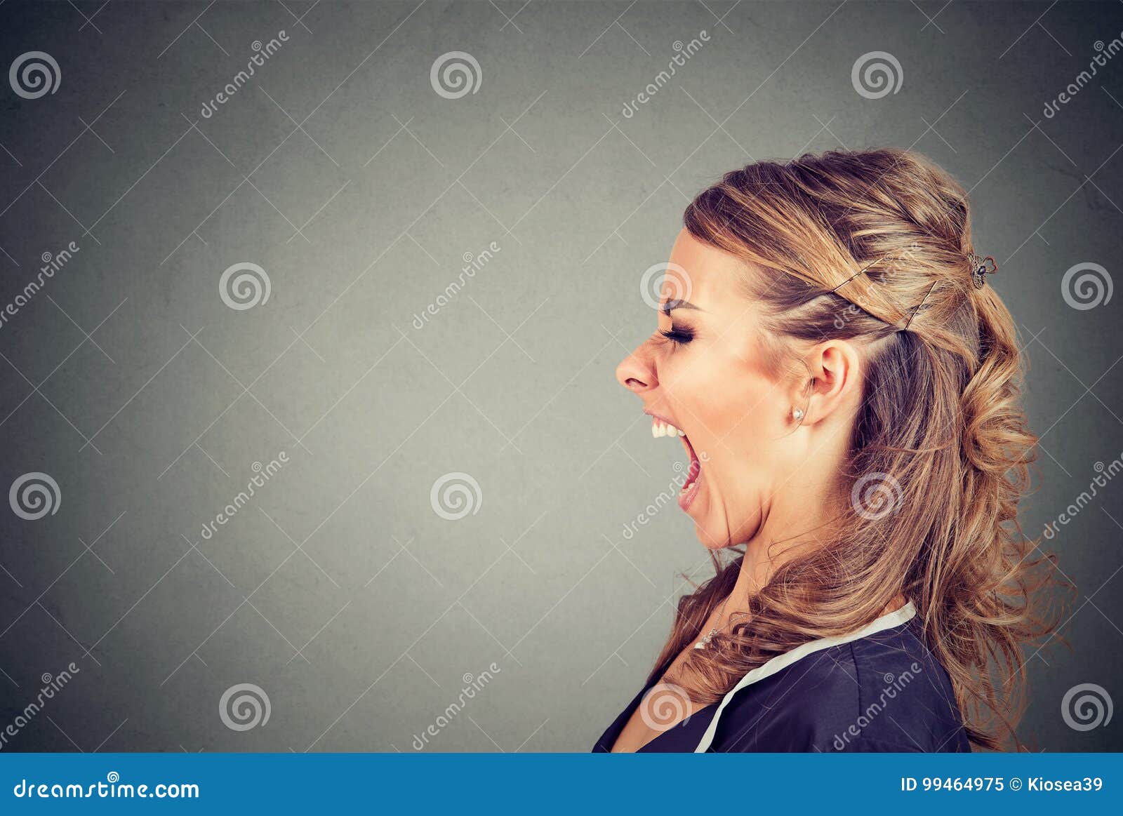 Side Profile of an Angry Young Woman Screaming Stock Image - Image of ...