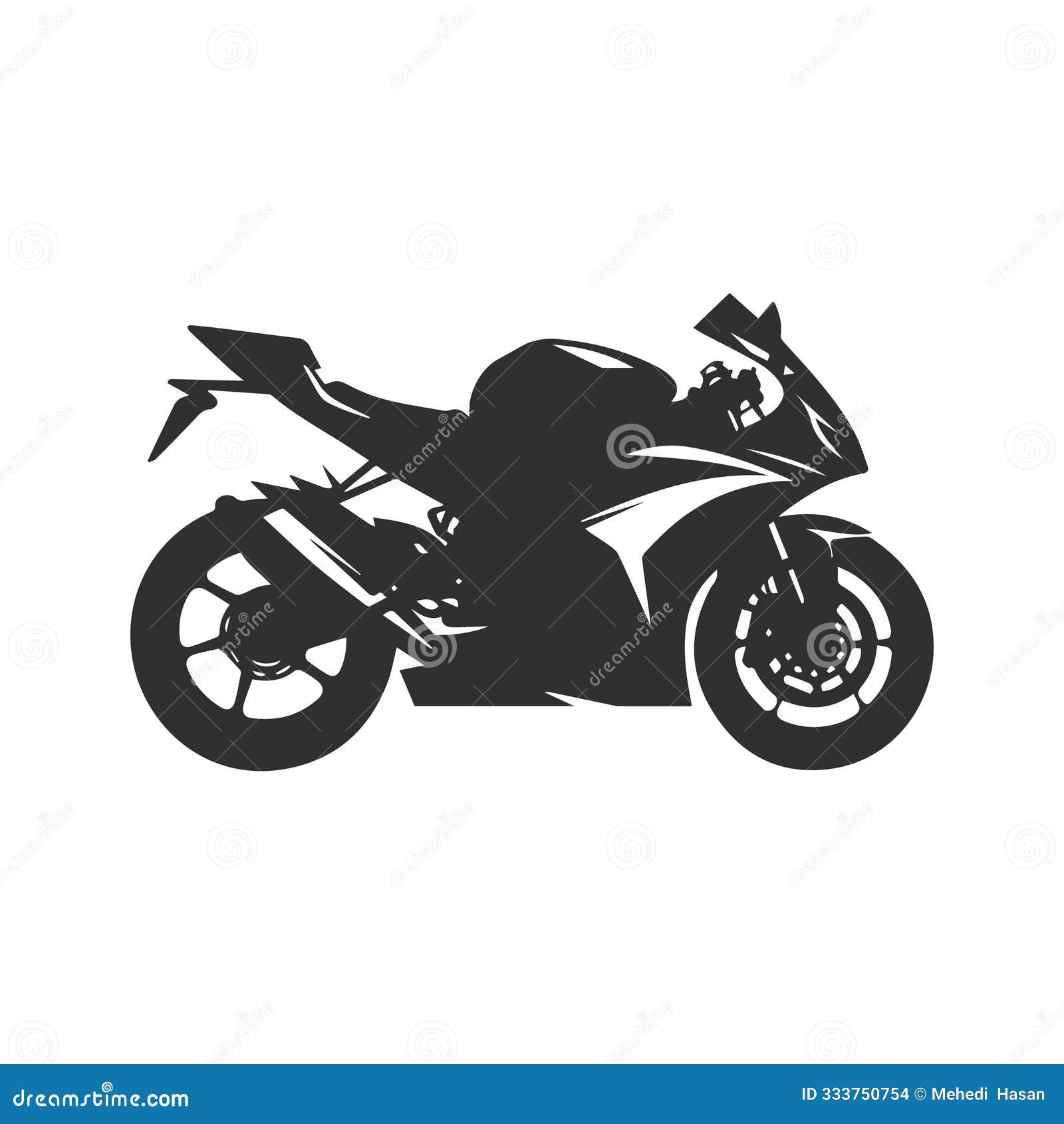 Side Profile of a Black and White Motorcycle Silhouette. Stock ...