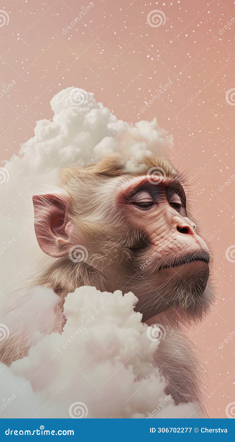 A Side Profile of a Contemplative Dreamy Monkey with Its Head Emerging ...