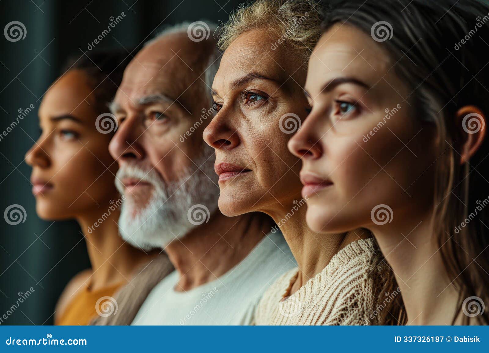 Diverse Group of People Looking in Same Direction with Hope Stock Image - Image of connection ...