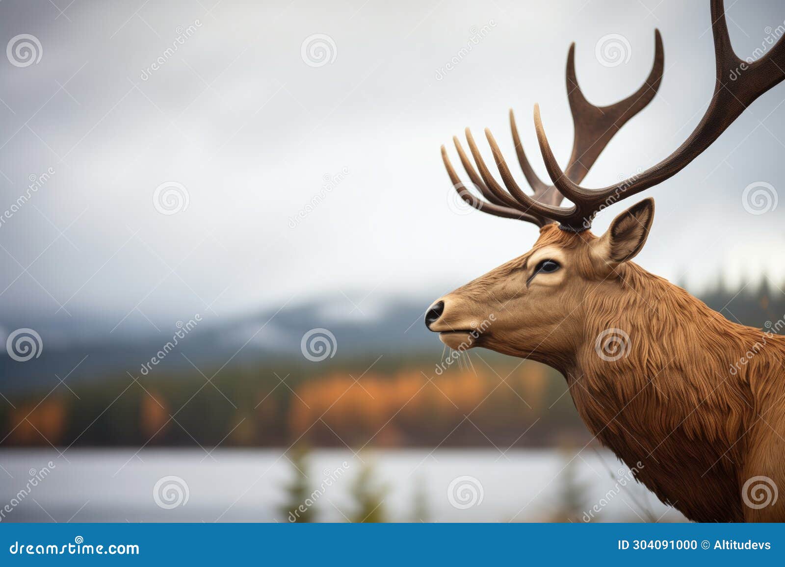 Side Profile of an Elk with a Scenic Backdrop Stock Photo - Image of ...
