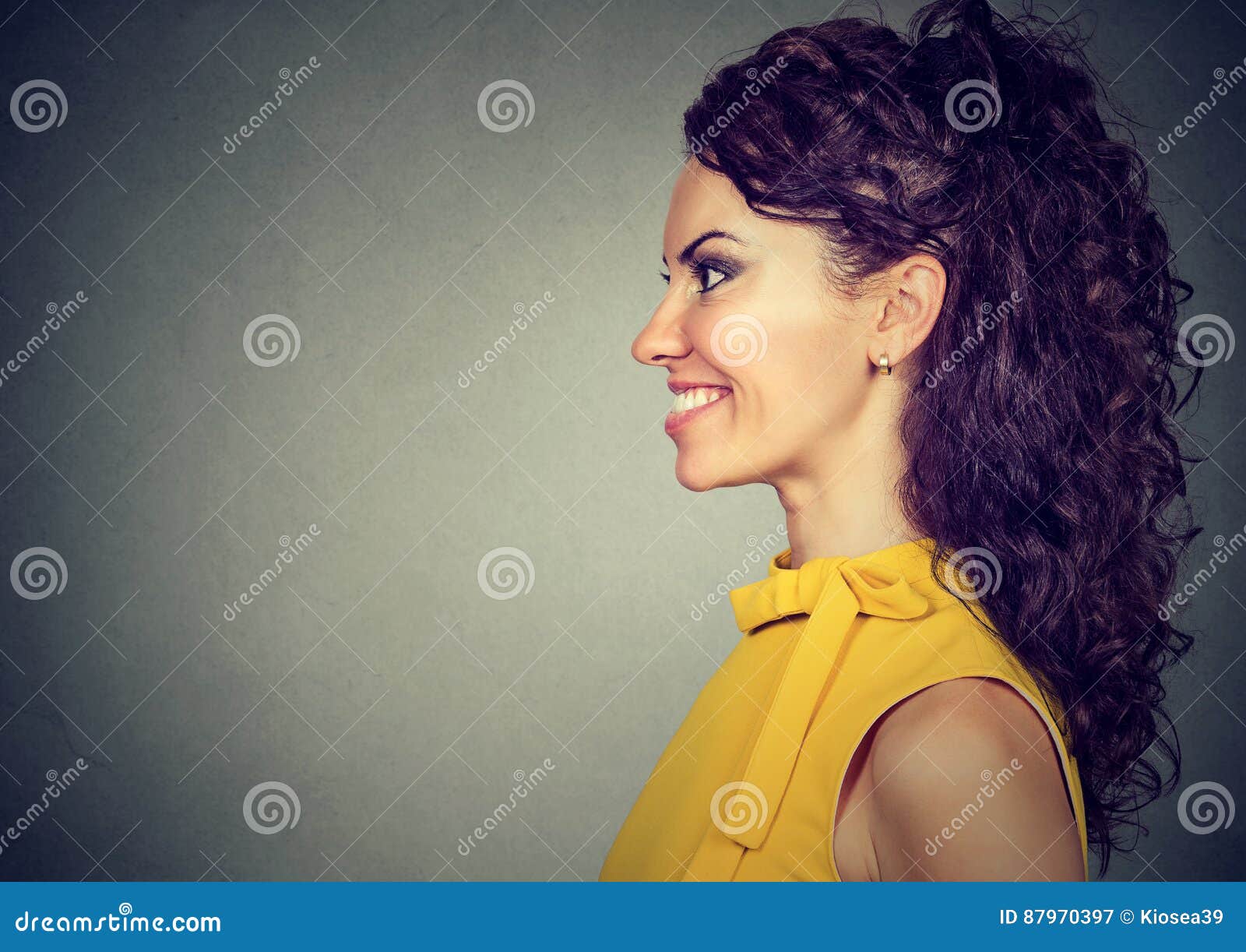 Side Profile of a Happy Smiling Woman Stock Image - Image of people ...