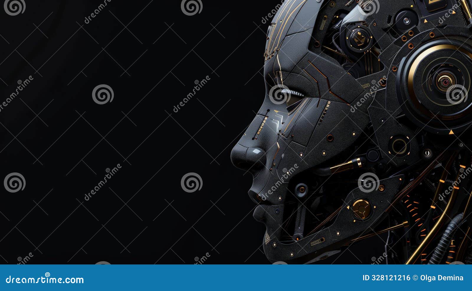 Side Profile of a High-tech Robot Head with Complex Mechanical ...