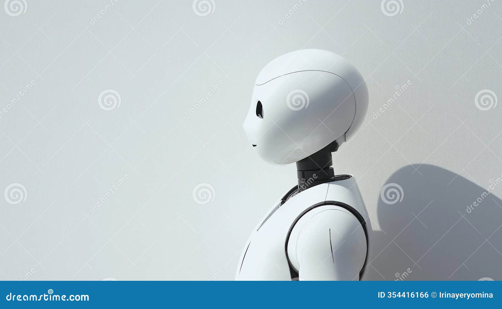 Side Profile of a Humanoid Robot with Minimalist White Design Against a ...